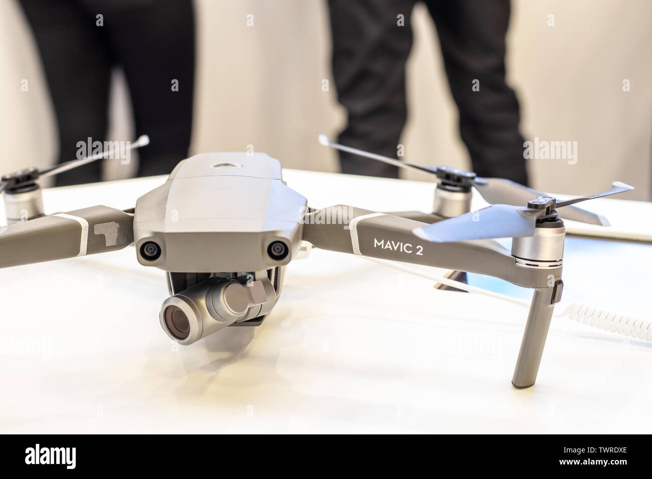 Berlin, Aug 2018, DJI Drones Mavic 2 Zoom, unmanned aerial vehicles UAV ...