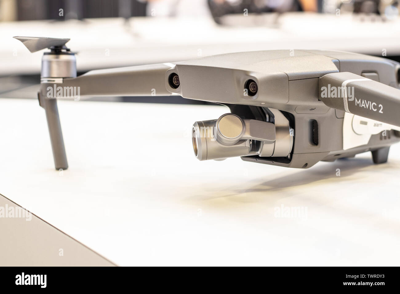 Berlin, Aug 2018, DJI Drones Mavic 2 Zoom, unmanned aerial vehicles UAV ...