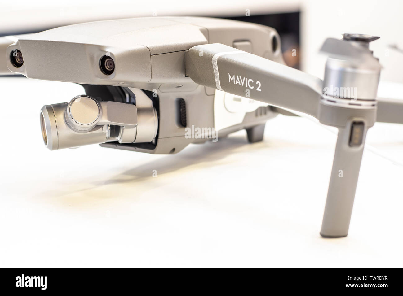 Berlin, Aug 2018, DJI Drones Mavic 2 Zoom, unmanned aerial vehicles UAV ...