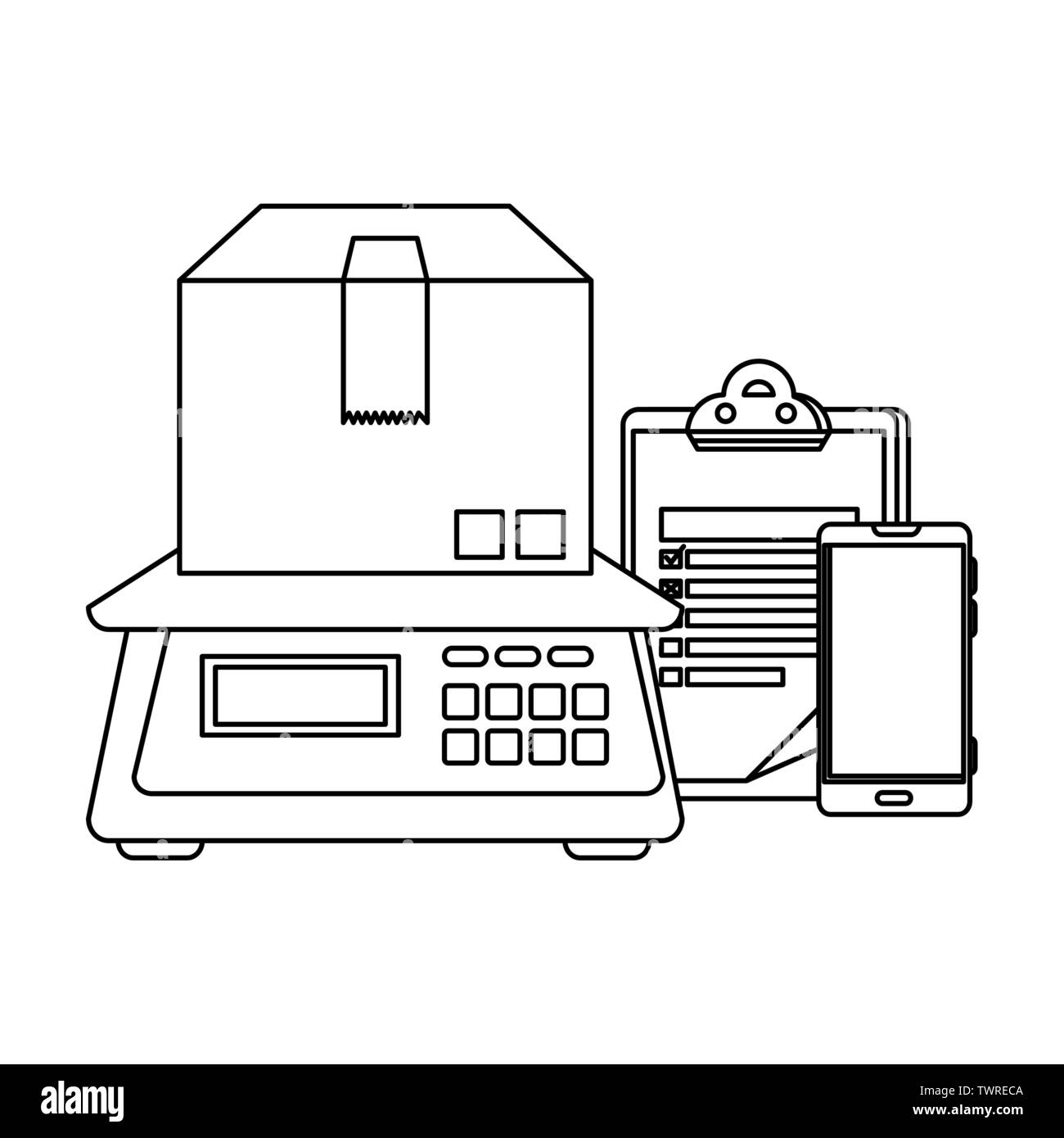 box carton with digital balance and checklist Stock Vector Image & Art ...