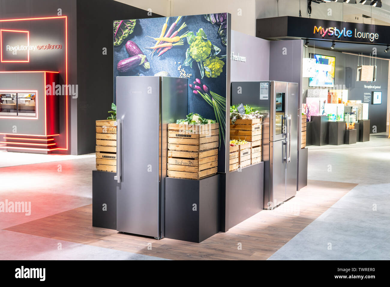 Berlin, Germany, August 30, 2018, Liebherr fridge refrigerator freezer ...