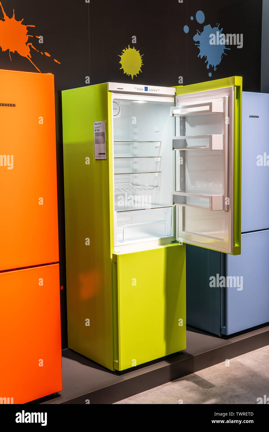 Berlin, Germany, August 30, 2018, Liebherr fridge refrigerator freezer ...