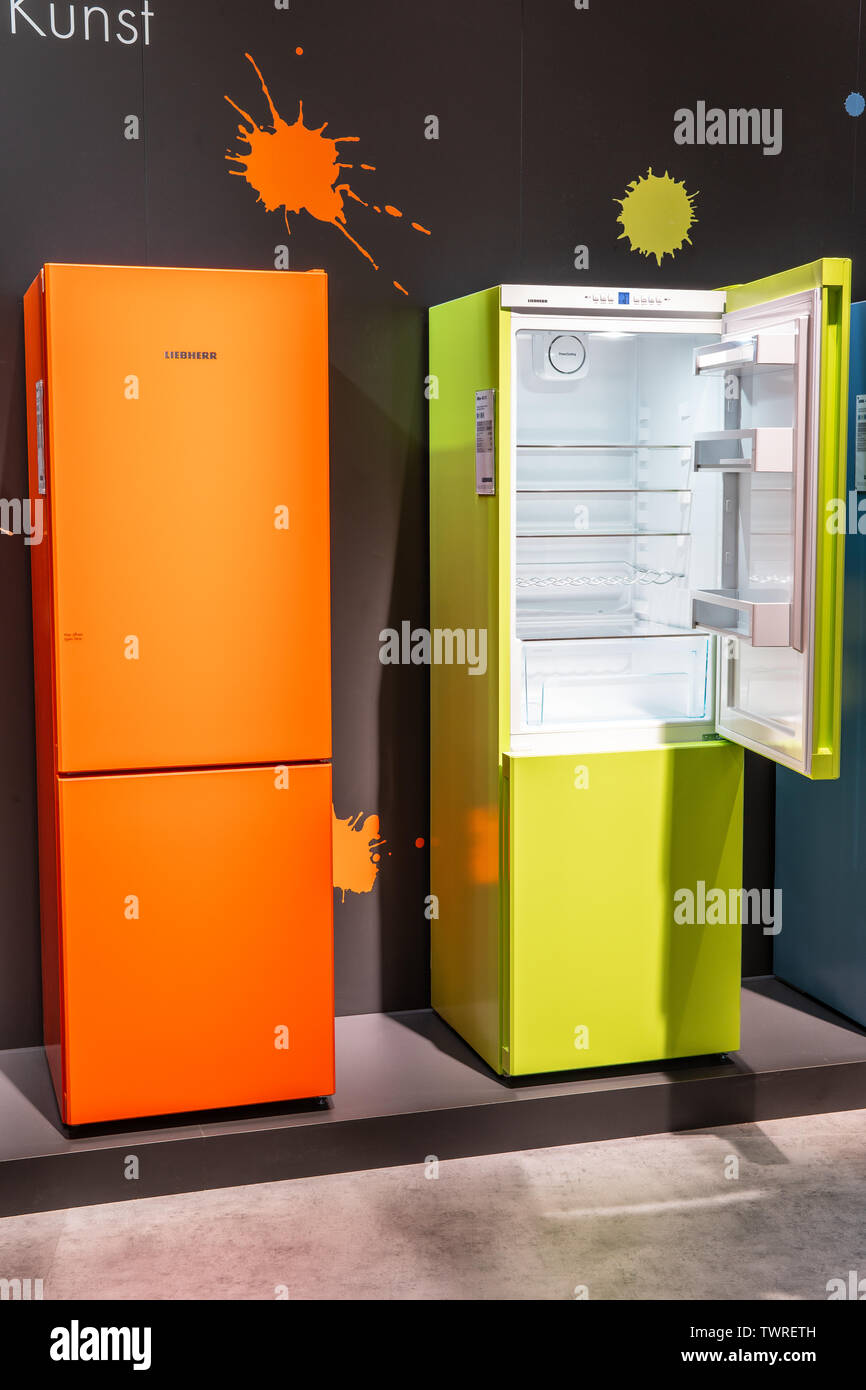 Berlin, Germany, August 30, 2018, Liebherr fridge refrigerator freezer ...