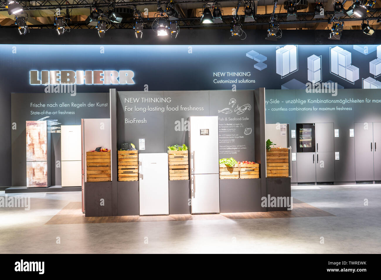 Berlin, Germany, August 30, 2018, Liebherr fridge refrigerator freezer ...