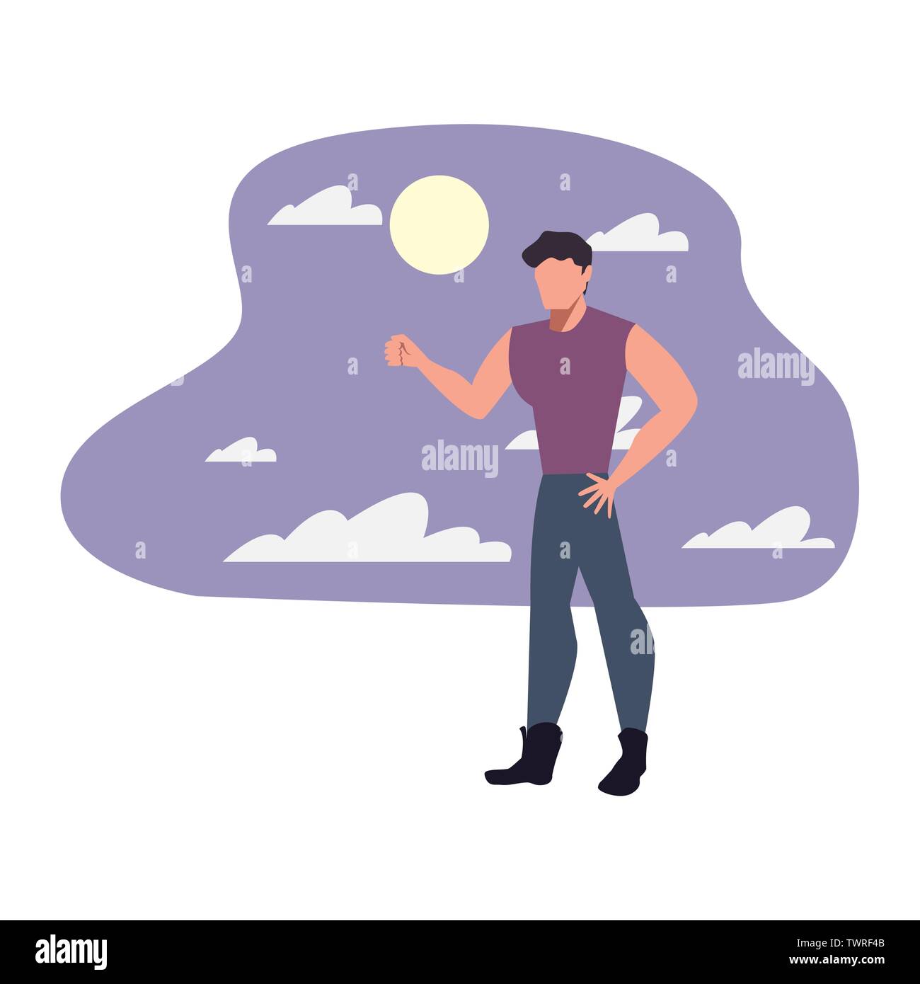 man character portrait cartoon outdoor vector illustration Stock Vector ...