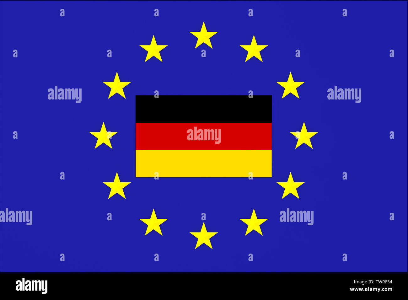 Flags of Germany and European Union, 3d render, isolated on white Stock ...