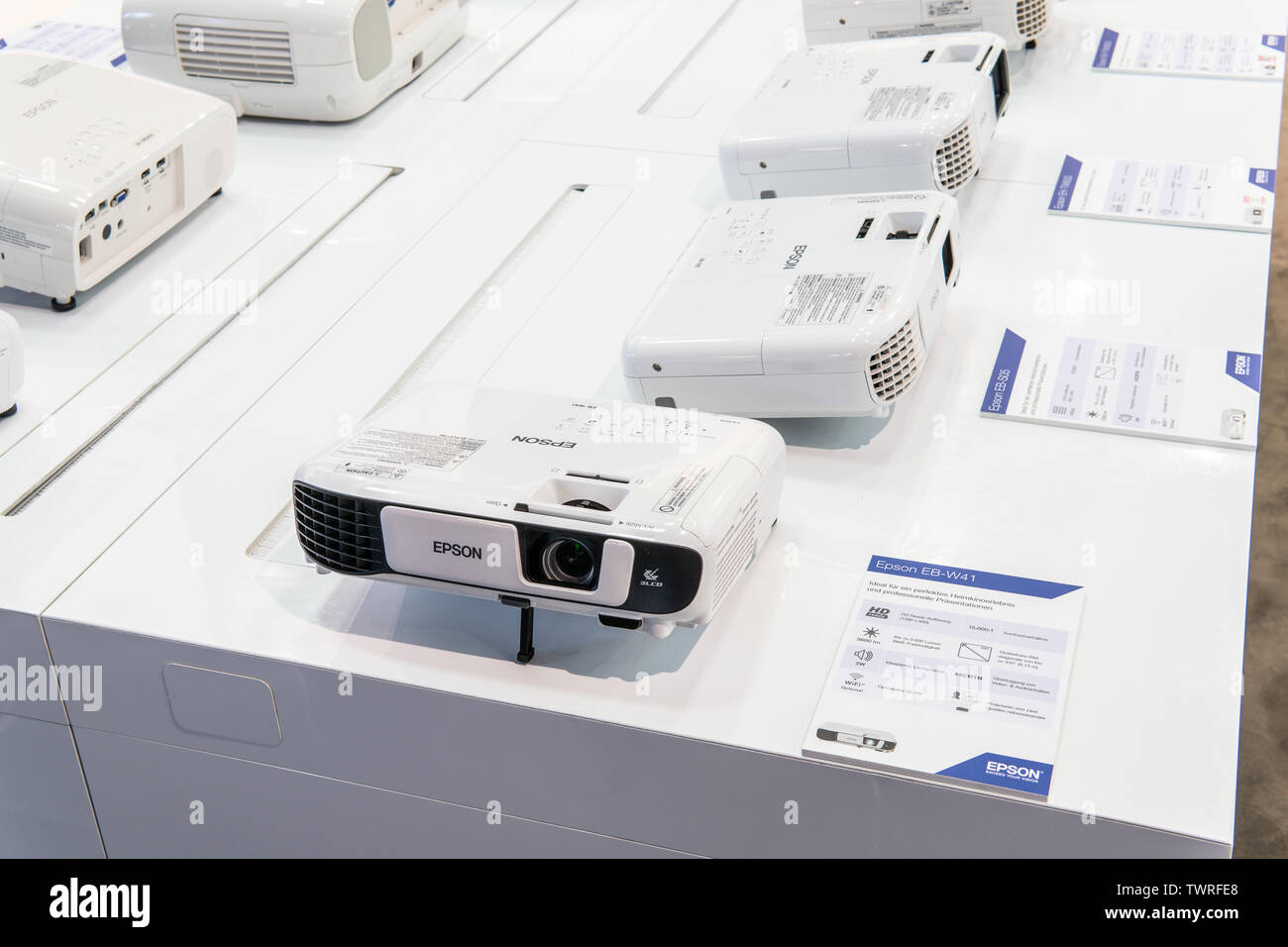 Berlin, Germany, August 31, 2018, Epson HD 3LCD projector on display at ...