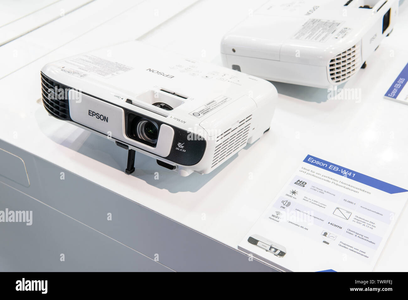 Berlin, Germany, August 31, 2018, Epson HD 3LCD projector on display at ...