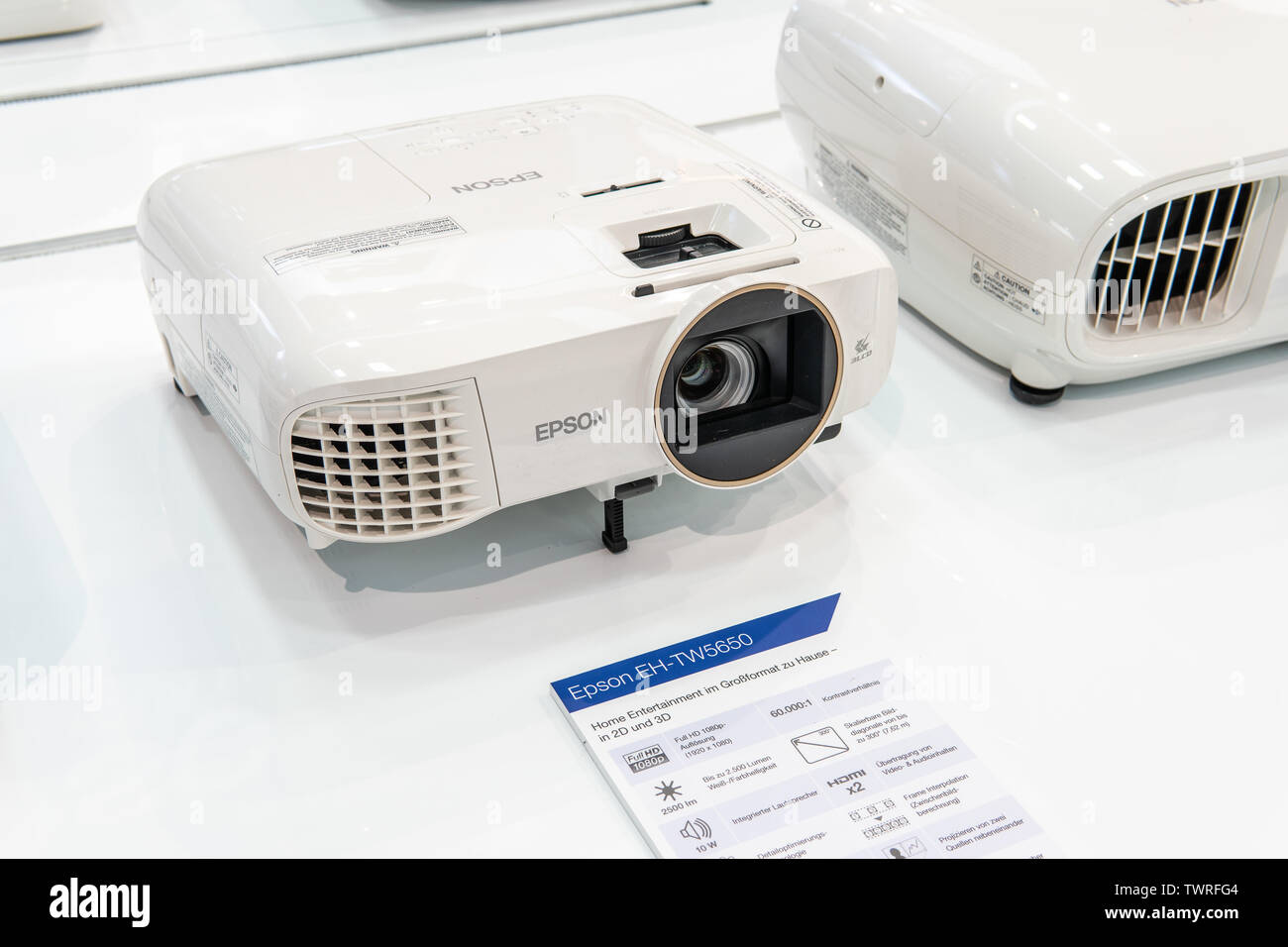 Berlin, Germany, August 31, 2018, Epson HD 3LCD projector on display at ...