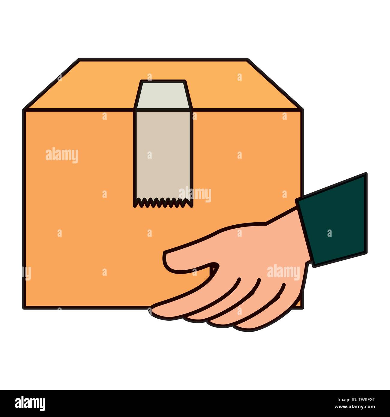 hands lifting box carton packing delivery service Stock Vector Image ...