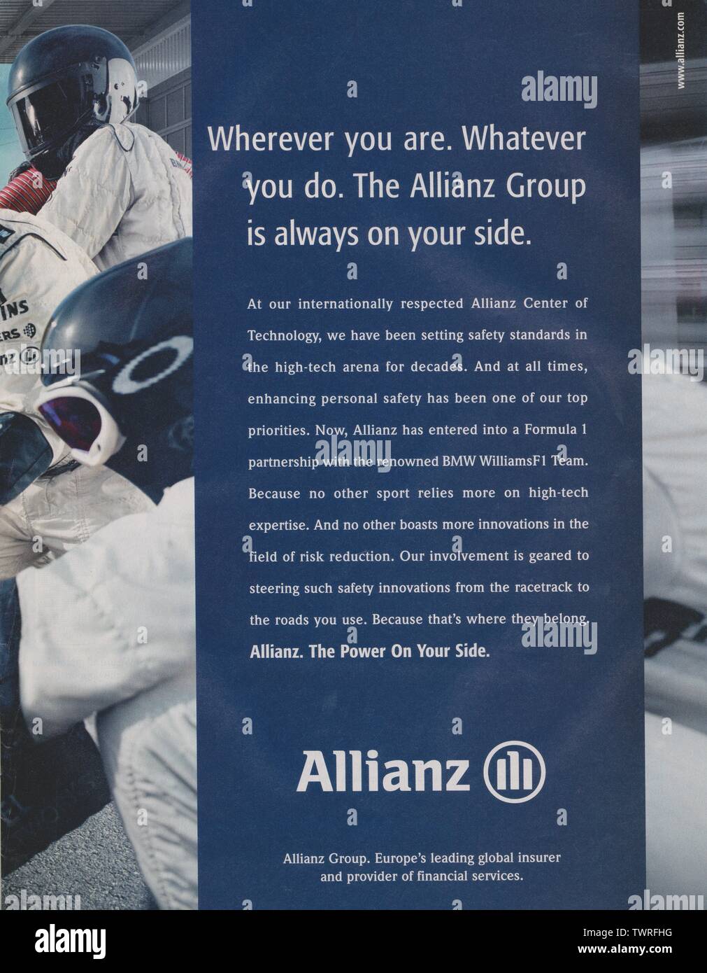 poster advertising Allianz Group in paper magazine from 2001 year ...