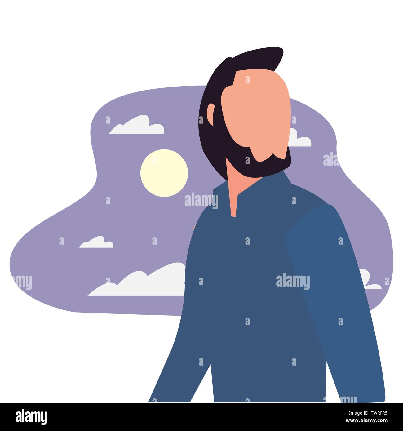 man character night moon background vector illustration Stock Vector ...