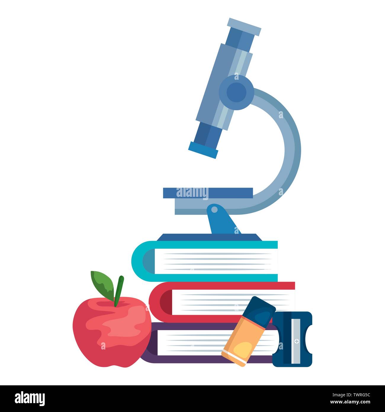 pile textbooks with microscope and supplies Stock Vector Image & Art ...