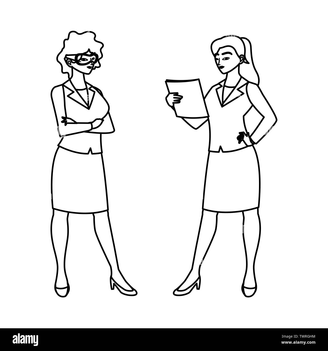 female engineers workers avatars characters vector illustration design ...