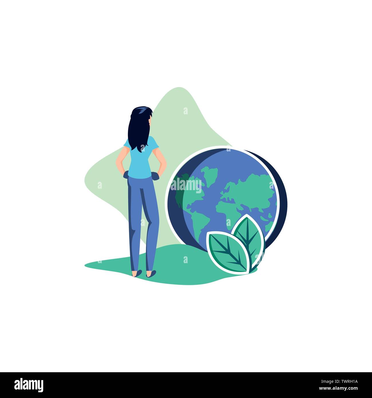 Woman avatar and planet design, Sustainability eco friendly green ...
