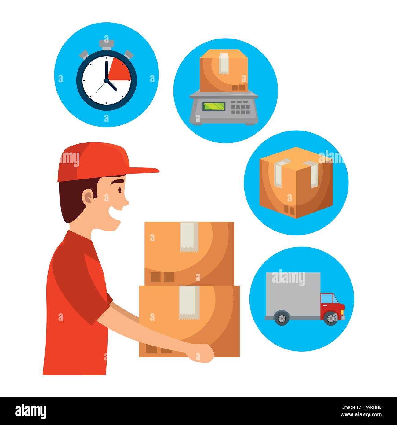 Lifting carrying boxes Stock Vector Images - Alamy