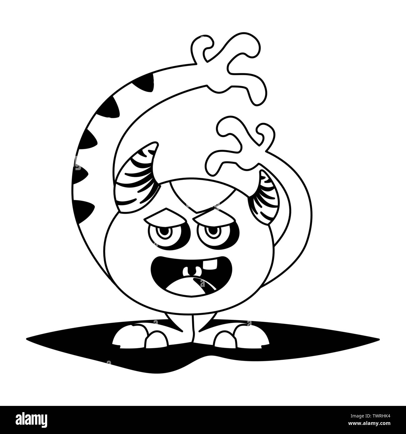 funny monster with horns comic character vector illustration design ...