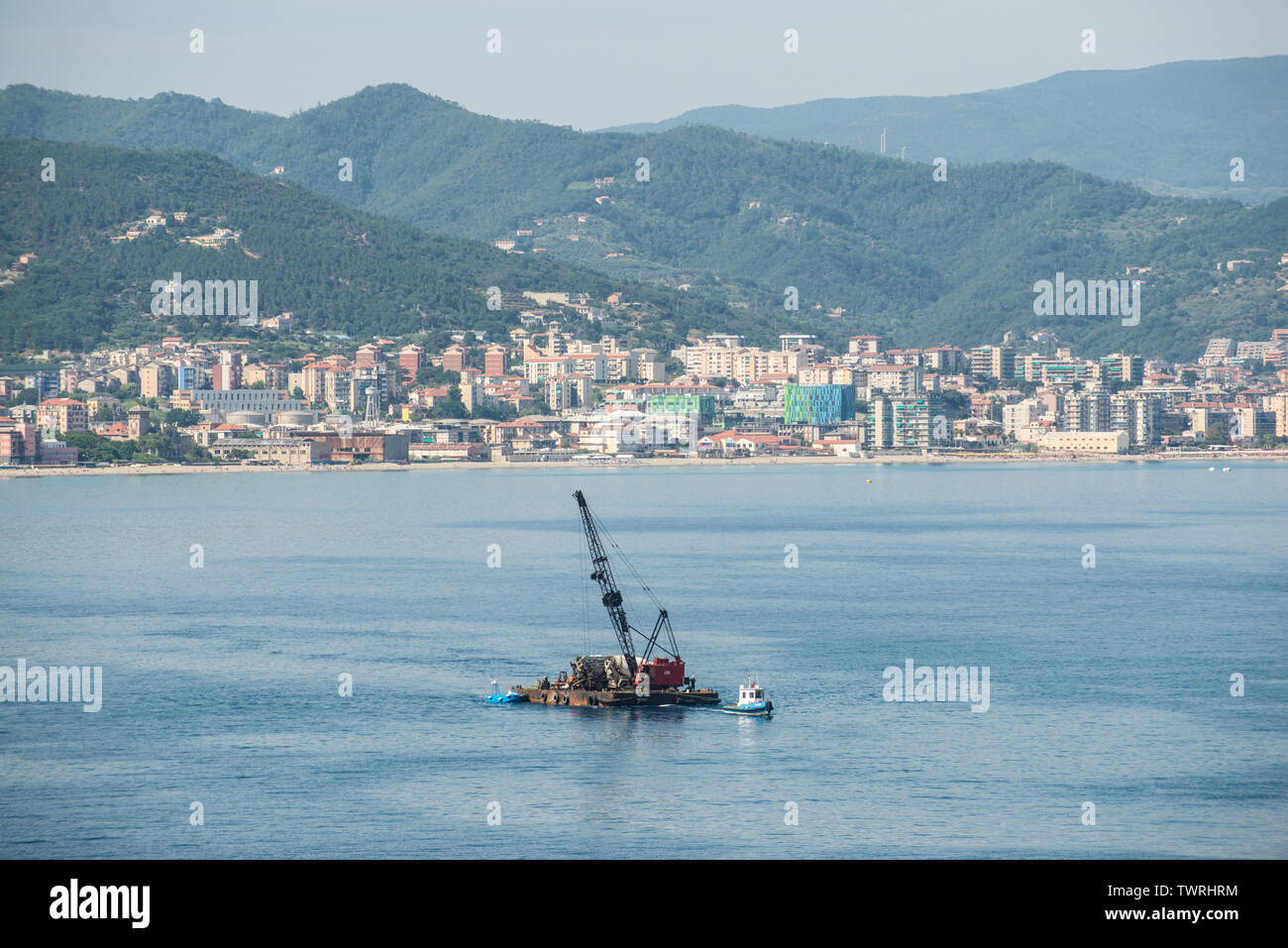 Work in progress during building of Vado Ligure port new cargo APM ...