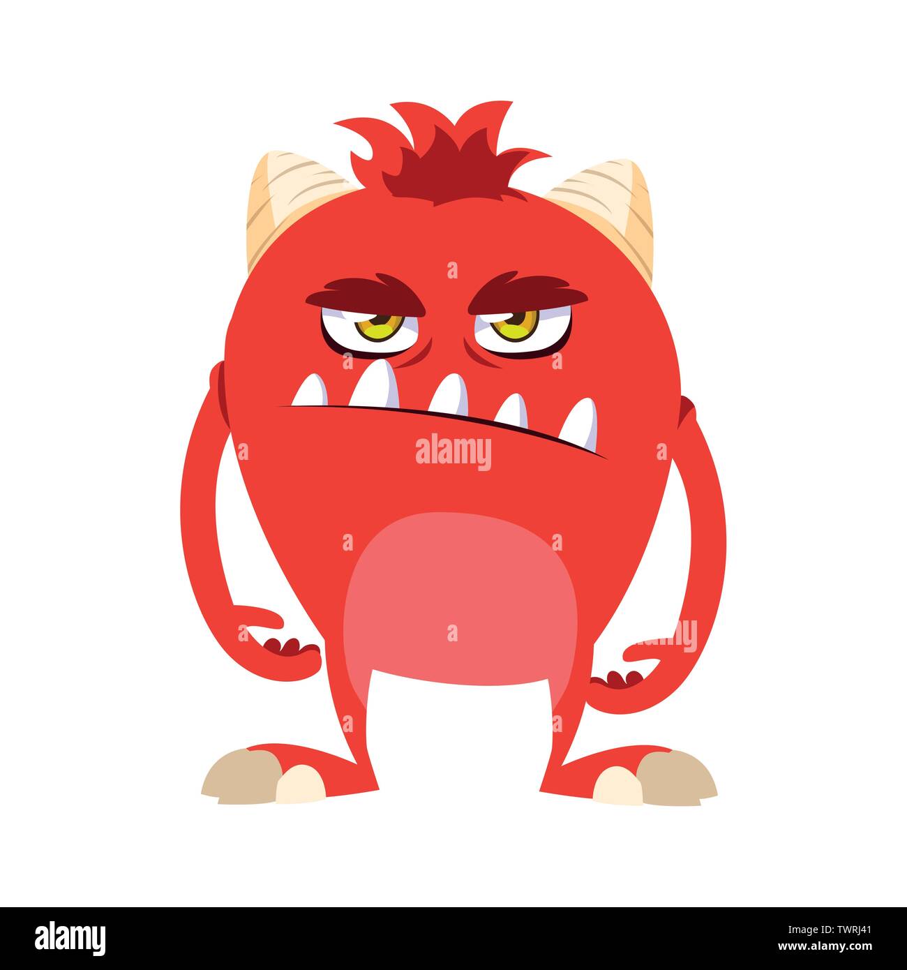 funny monster with horns comic character vector illustration design ...
