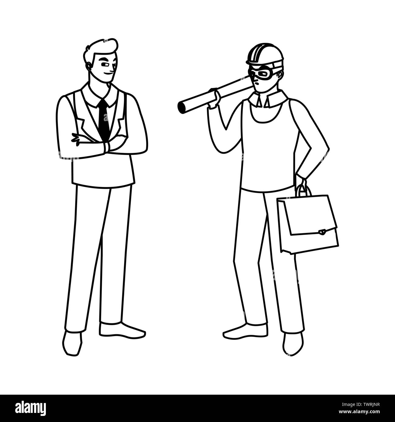 architect builder with engineer characters vector illustration design ...