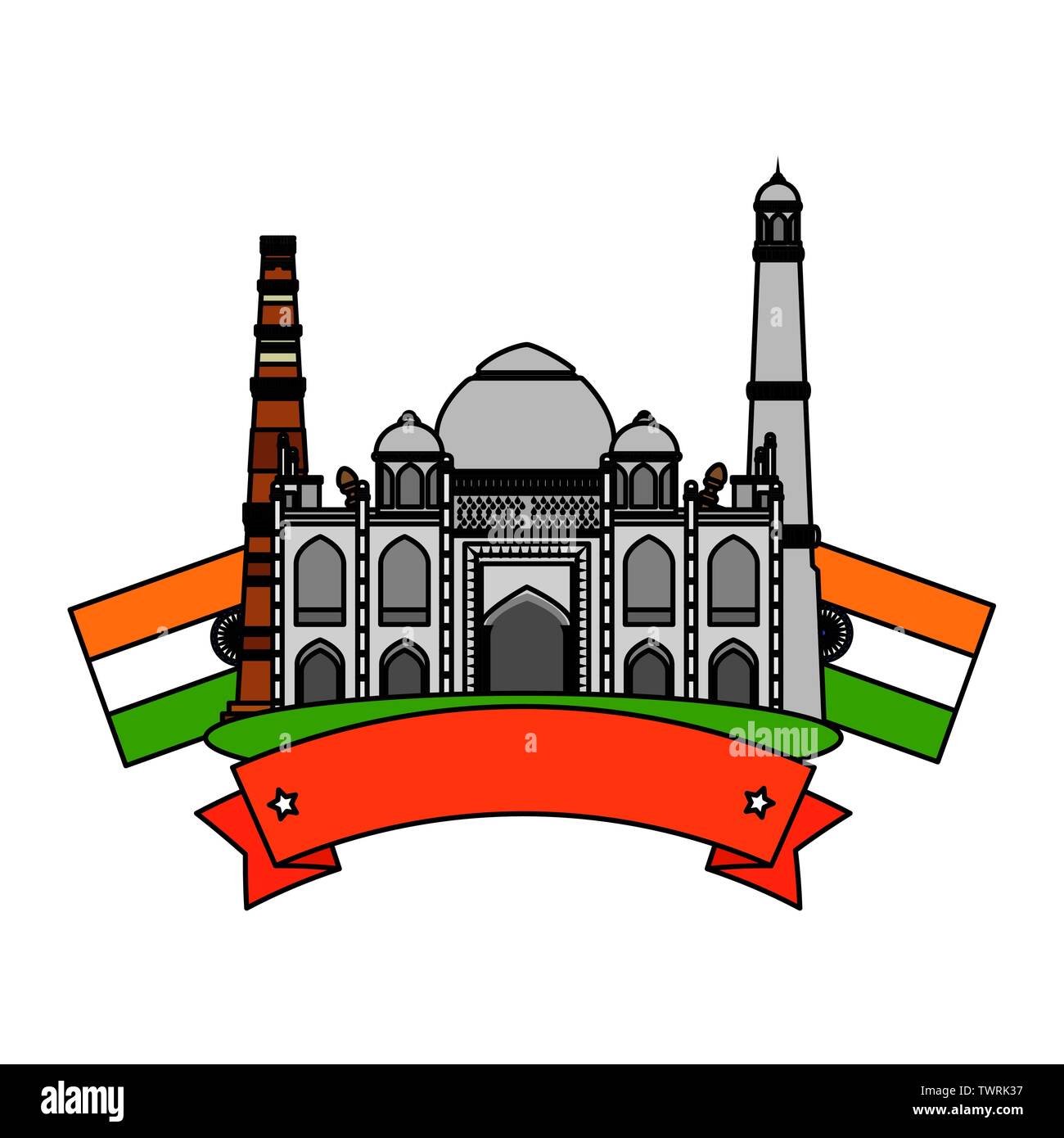 taj mahal indian building with flags Stock Vector Image & Art - Alamy