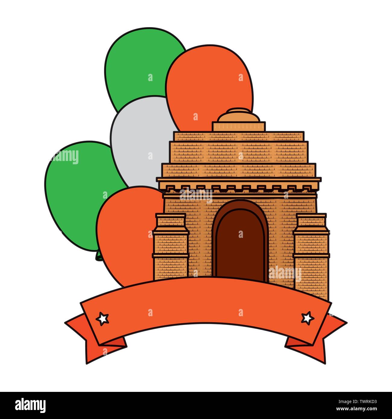 indian gate arch monument with balloons helium Stock Vector Image & Art ...