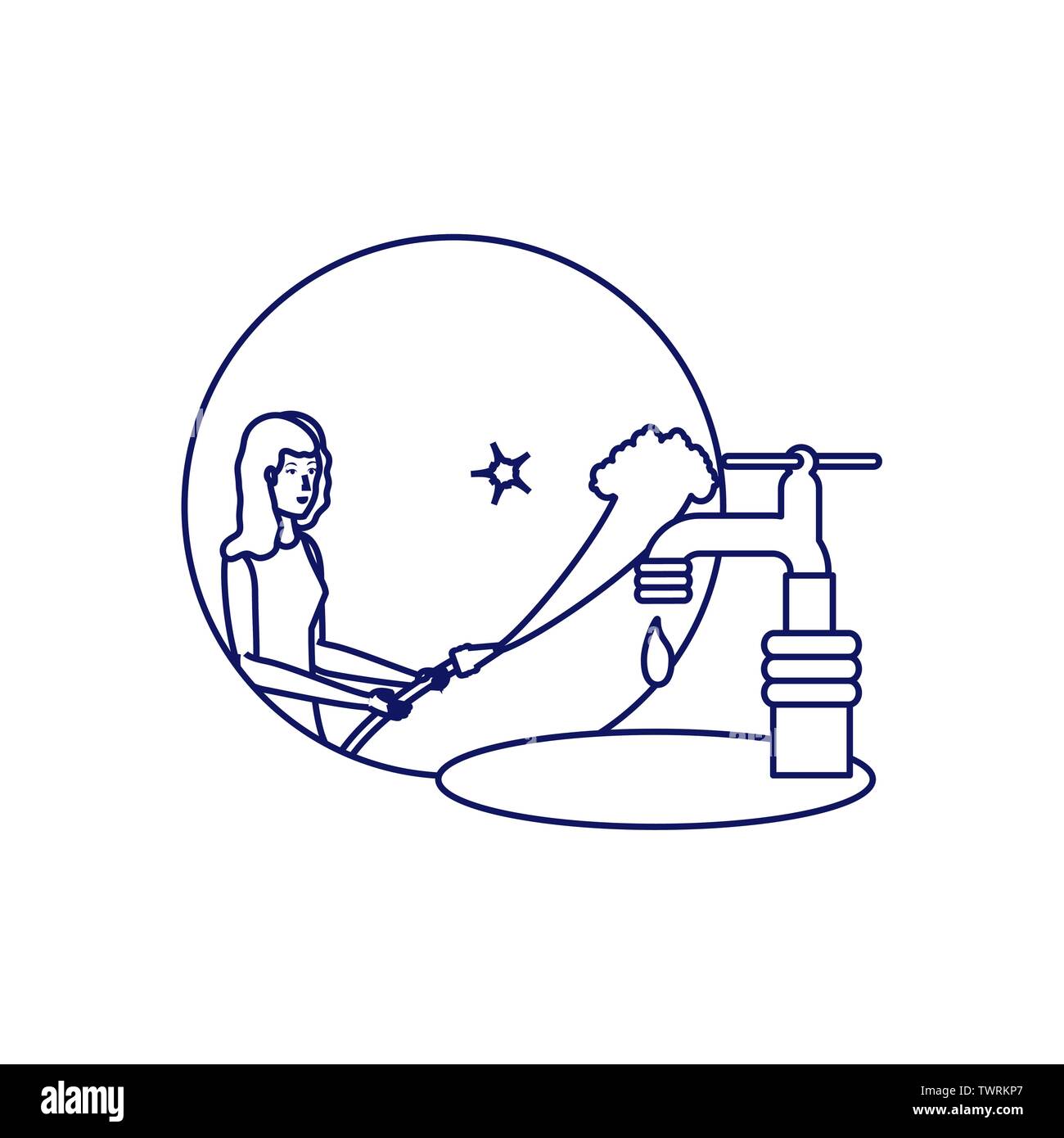 Woman cartoon and cleaning design, home work hygiene equipment domestic ...