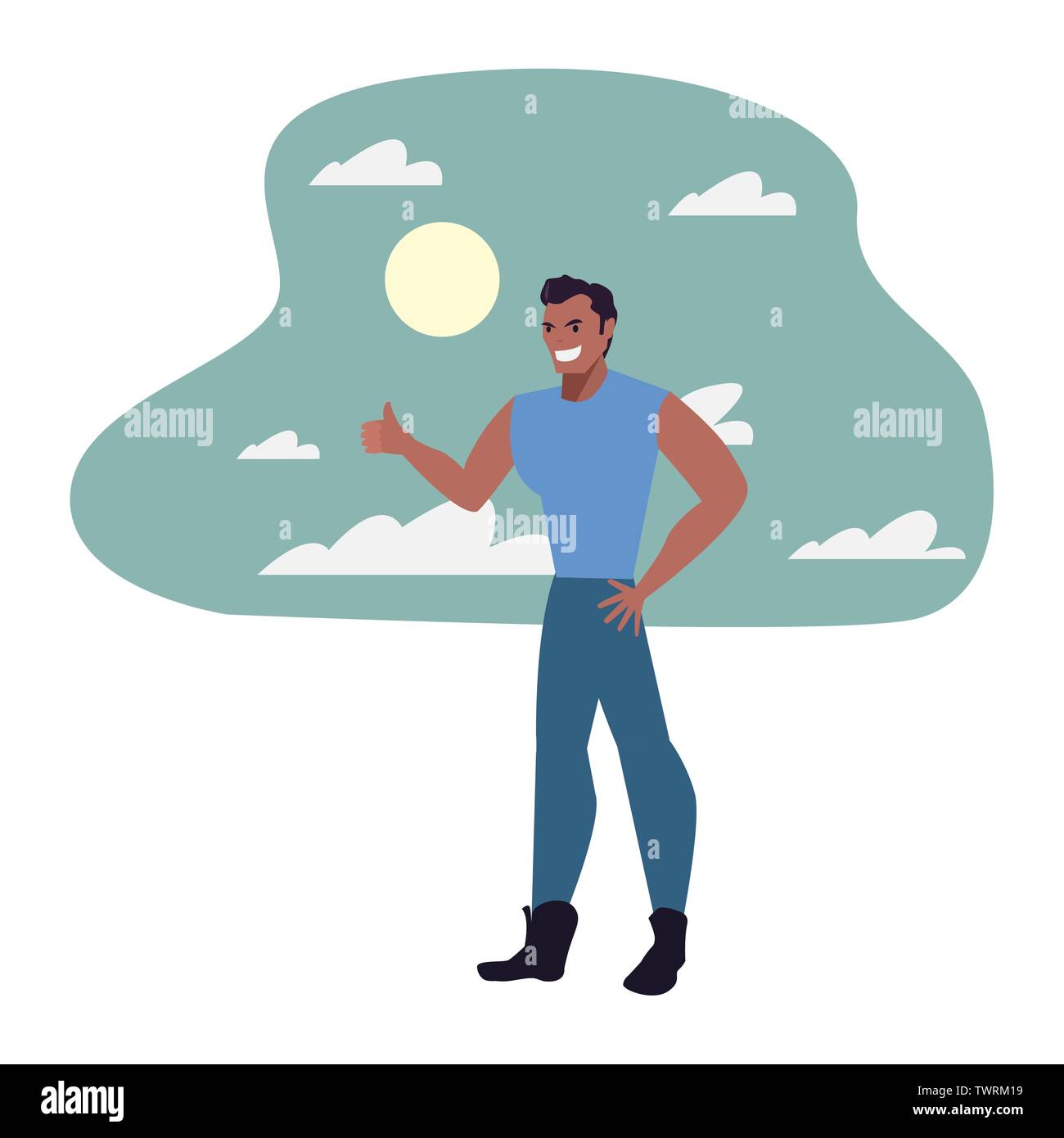 man character portrait cartoon outdoor vector illustration Stock Vector ...