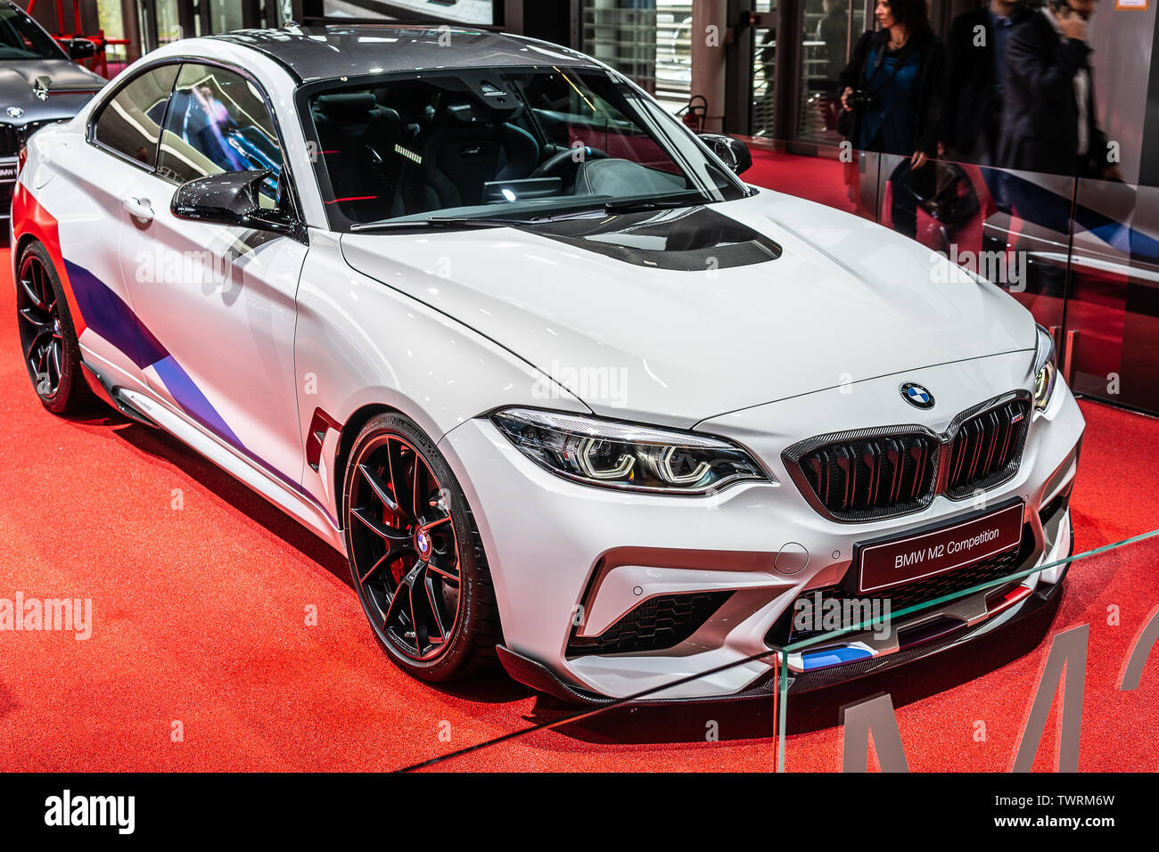 Paris, France, October 2018: metallic white BMW M2 Coupe Competition at ...