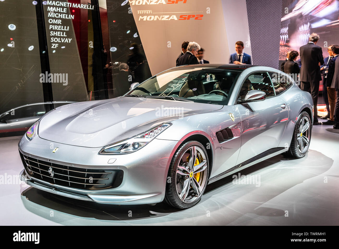 Paris, France, October 2018 metallic silver Ferrari GTC4Lusso at ...