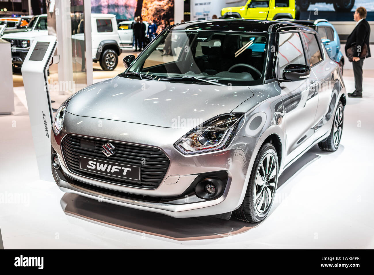 Paris, France, Oct 02, 2018 metallic silver Suzuki Baleno, Mondial ...