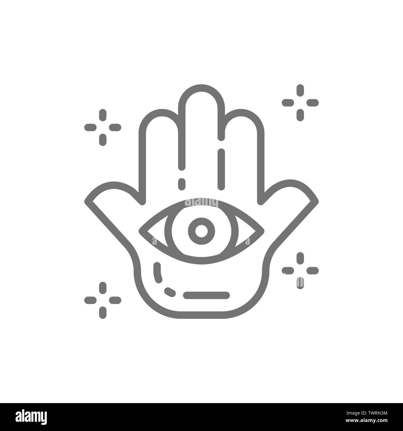 Hand of Fatima, Hamsa mascot, talisman, amulet line icon Stock Vector ...