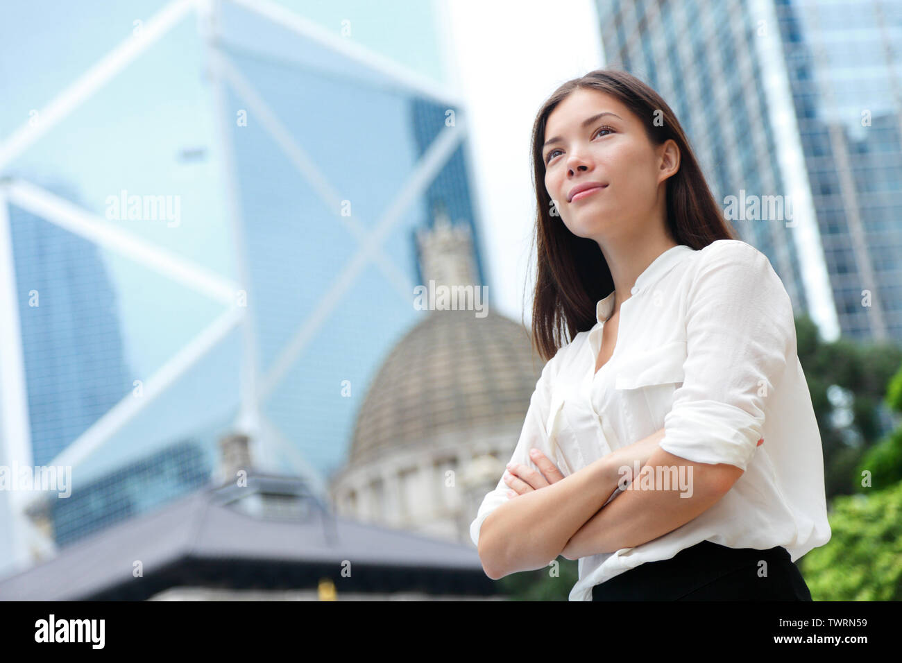 Business woman confident portrait in Hong Kong. Businesswoman standing ...