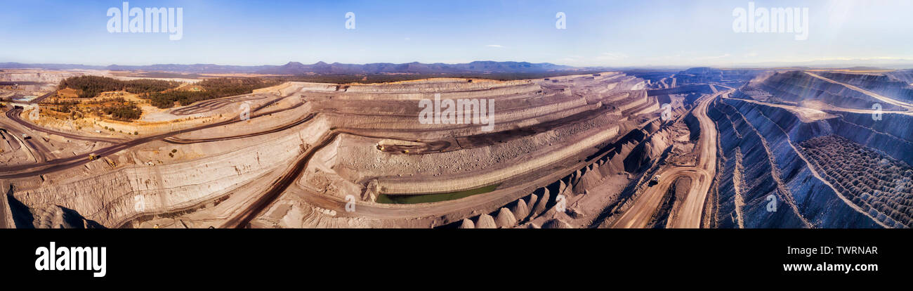 Open cut black coal mine in New England part of Hunter Valley ...