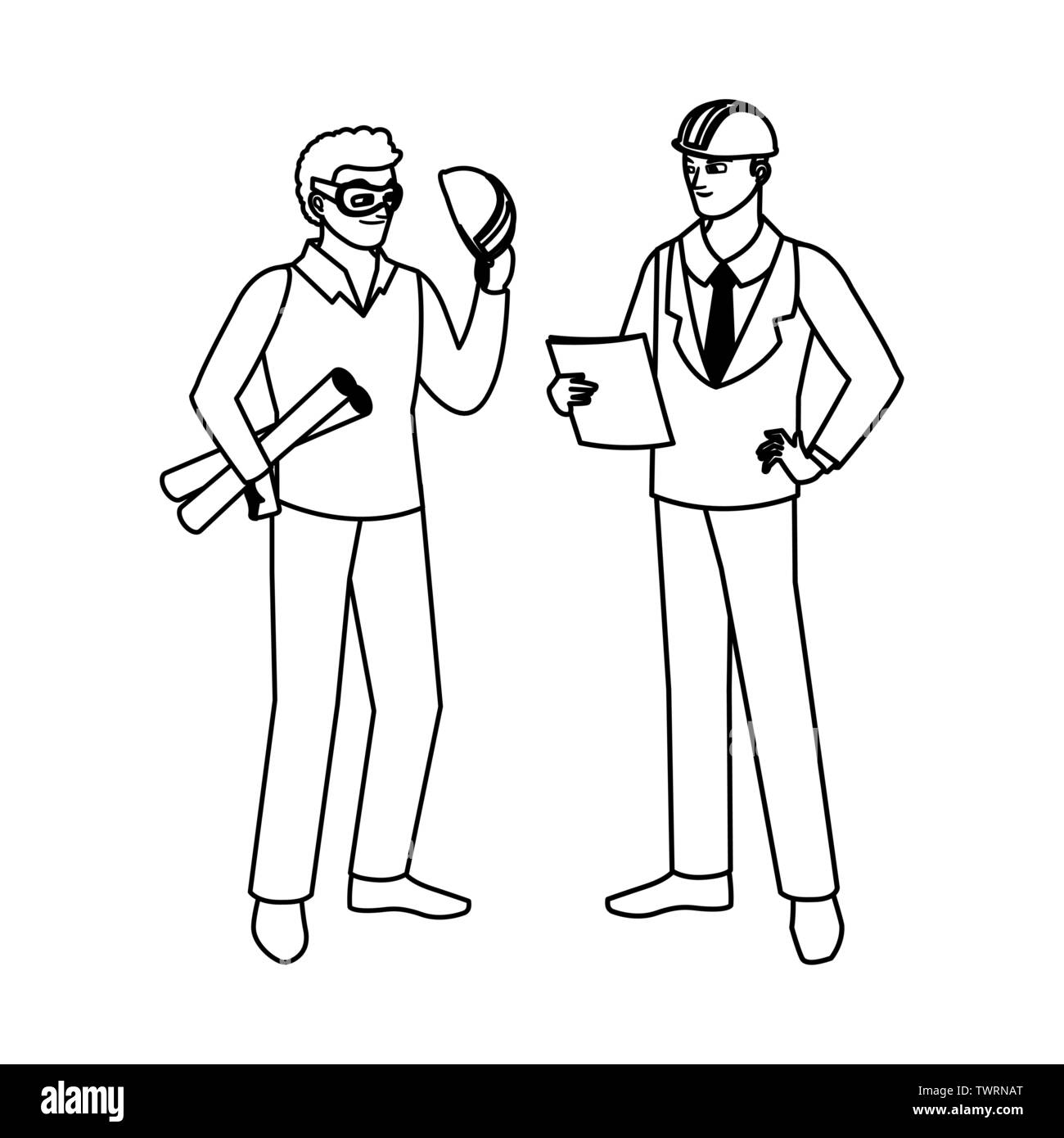 architect builder with engineer characters vector illustration design ...