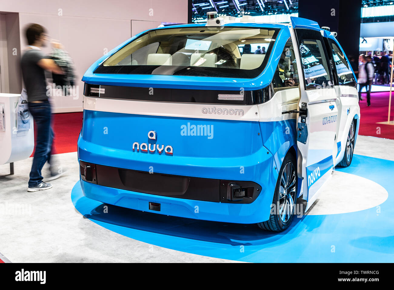 Paris, France, October 04, 2018 NAVYA Autonomous Vehicles, AUTONOM CAB ...