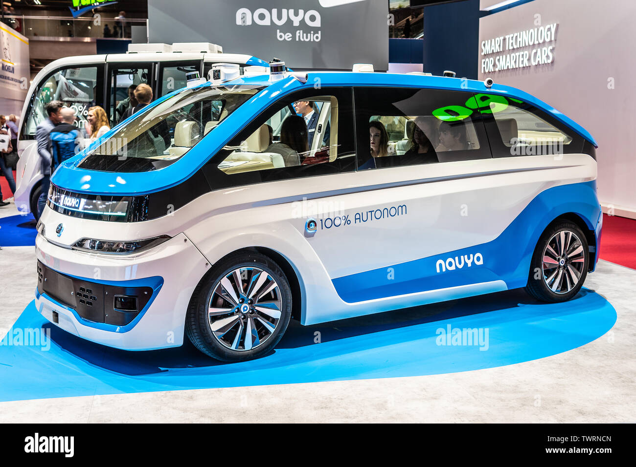 Paris, France, October 04, 2018 NAVYA Autonomous Vehicles, AUTONOM CAB ...