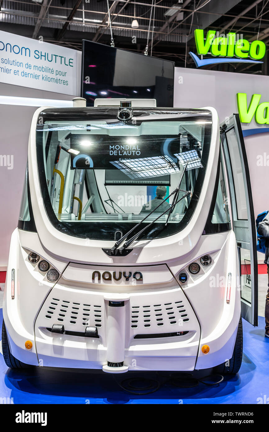 Paris, France, Oct 04, 2018 NAVYA Autonomous Vehicles, AUTONOM SHUTTLE ...