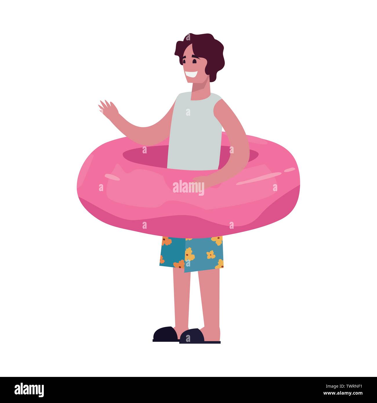 summer time holiday man with float vector illustration Stock Vector ...