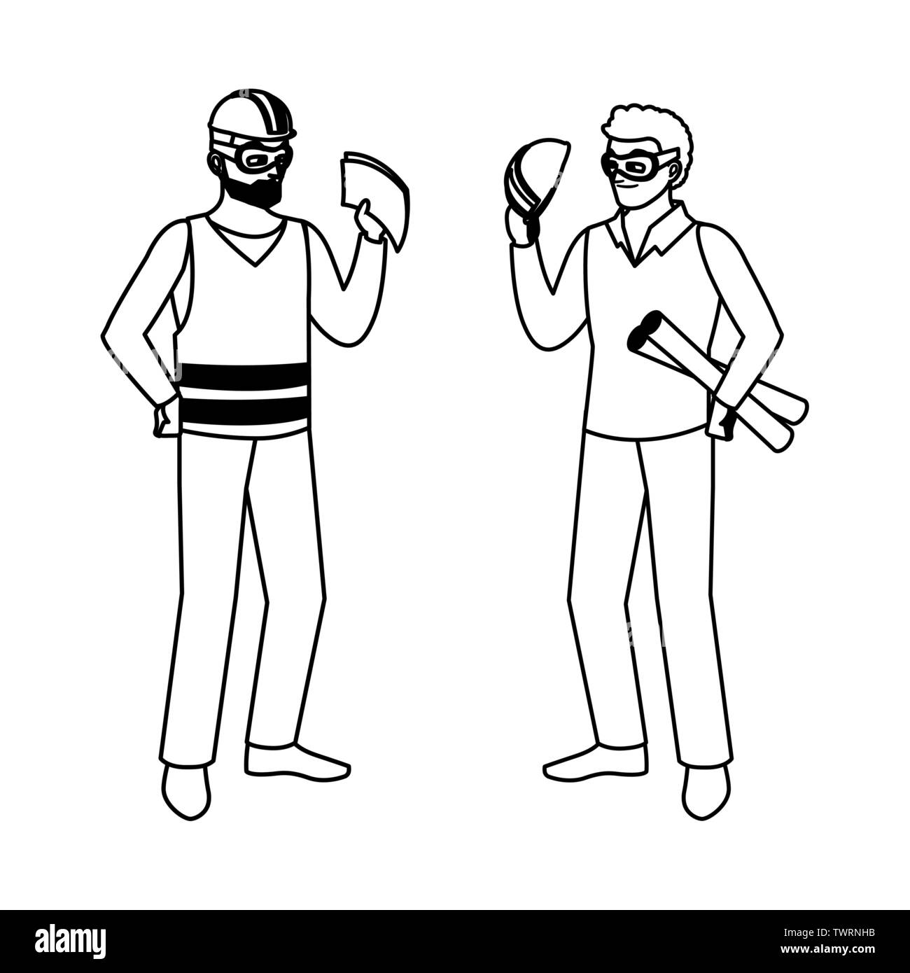 Construction industry boss worker Black and White Stock Photos & Images ...