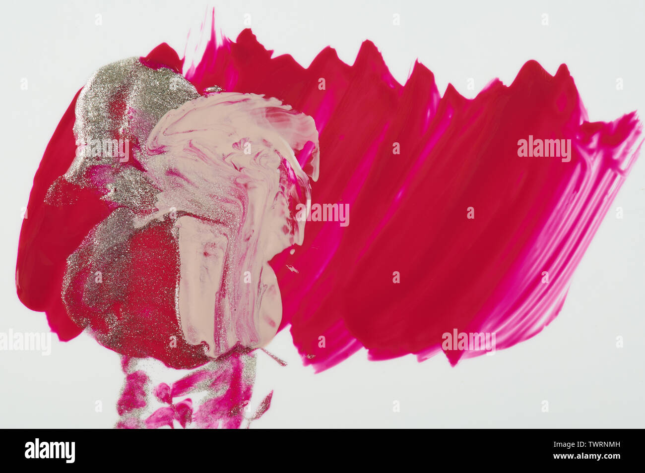 Red paint spot mixed with brown macro close up view Stock Photo - Alamy