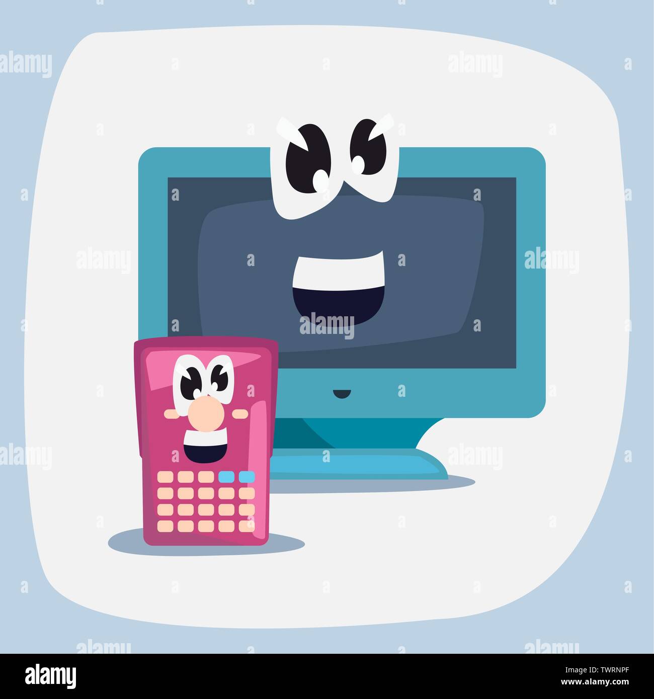 back to school supplies cartoon computer calculator vector illustration ...