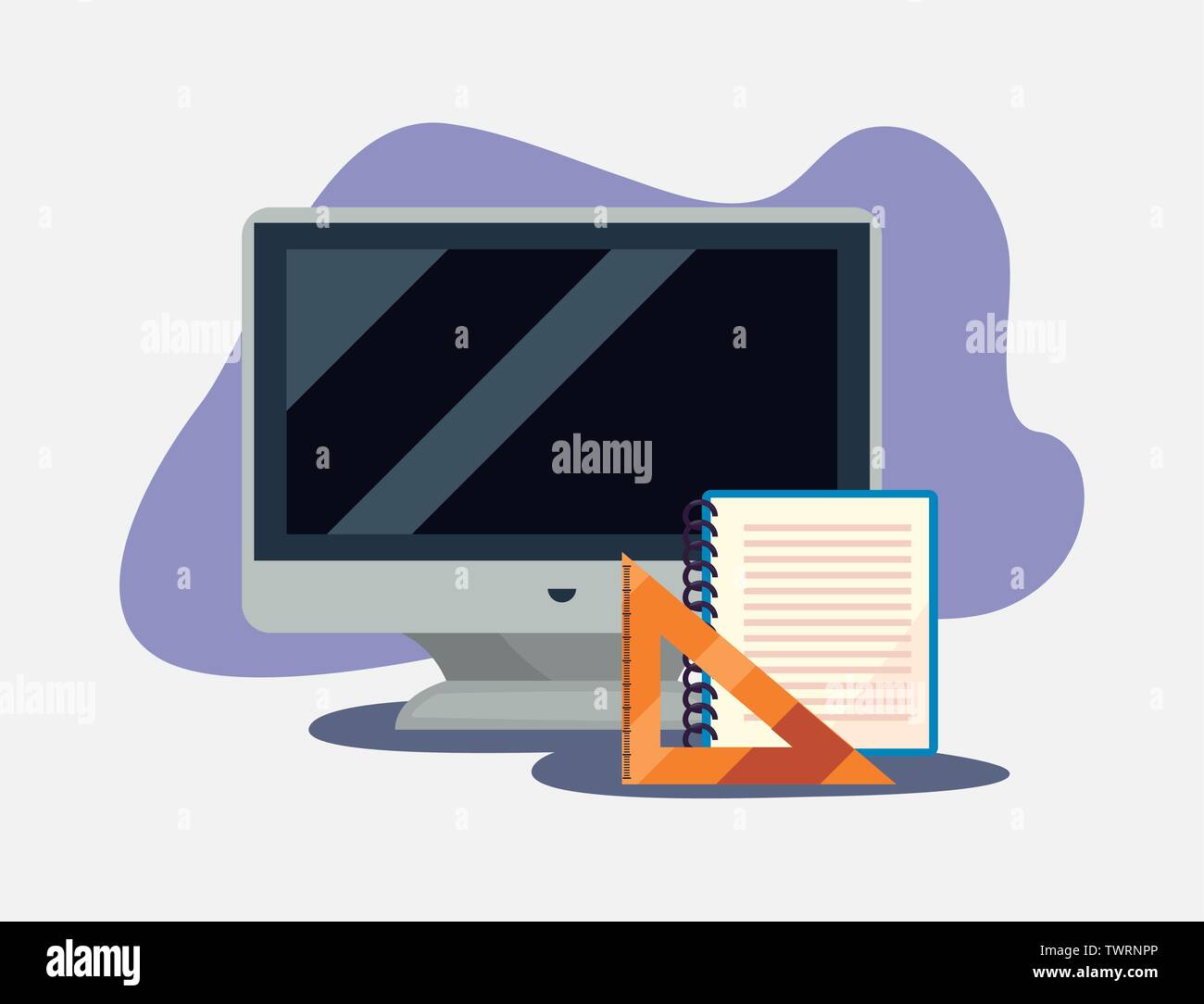 computer notebook ruler back to school supplies vector illustration ...