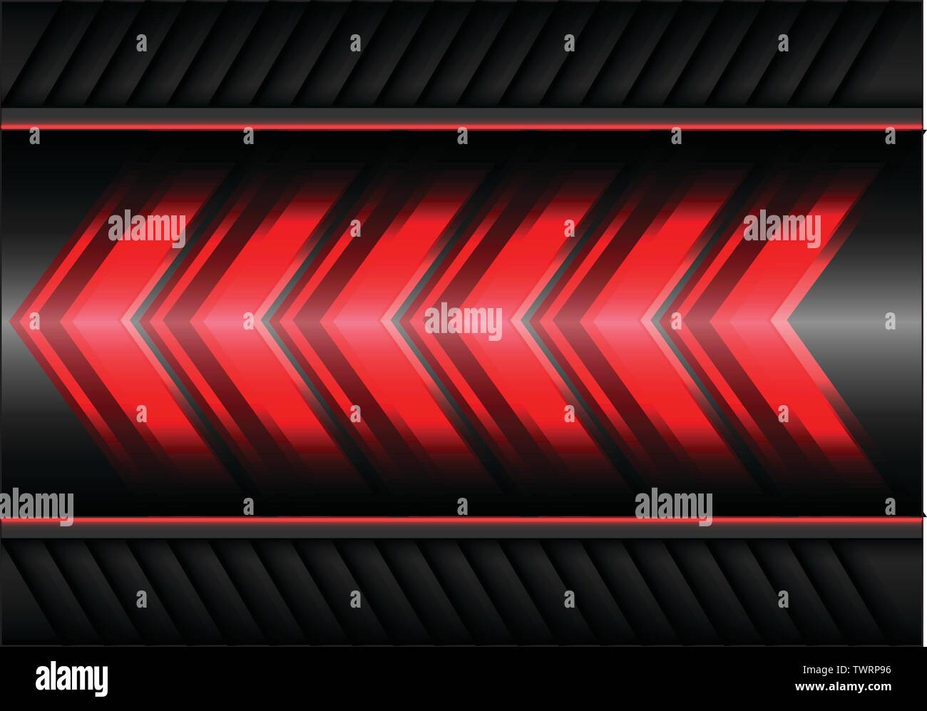 Abstract red arrow light power speed on grey metal design modern ...