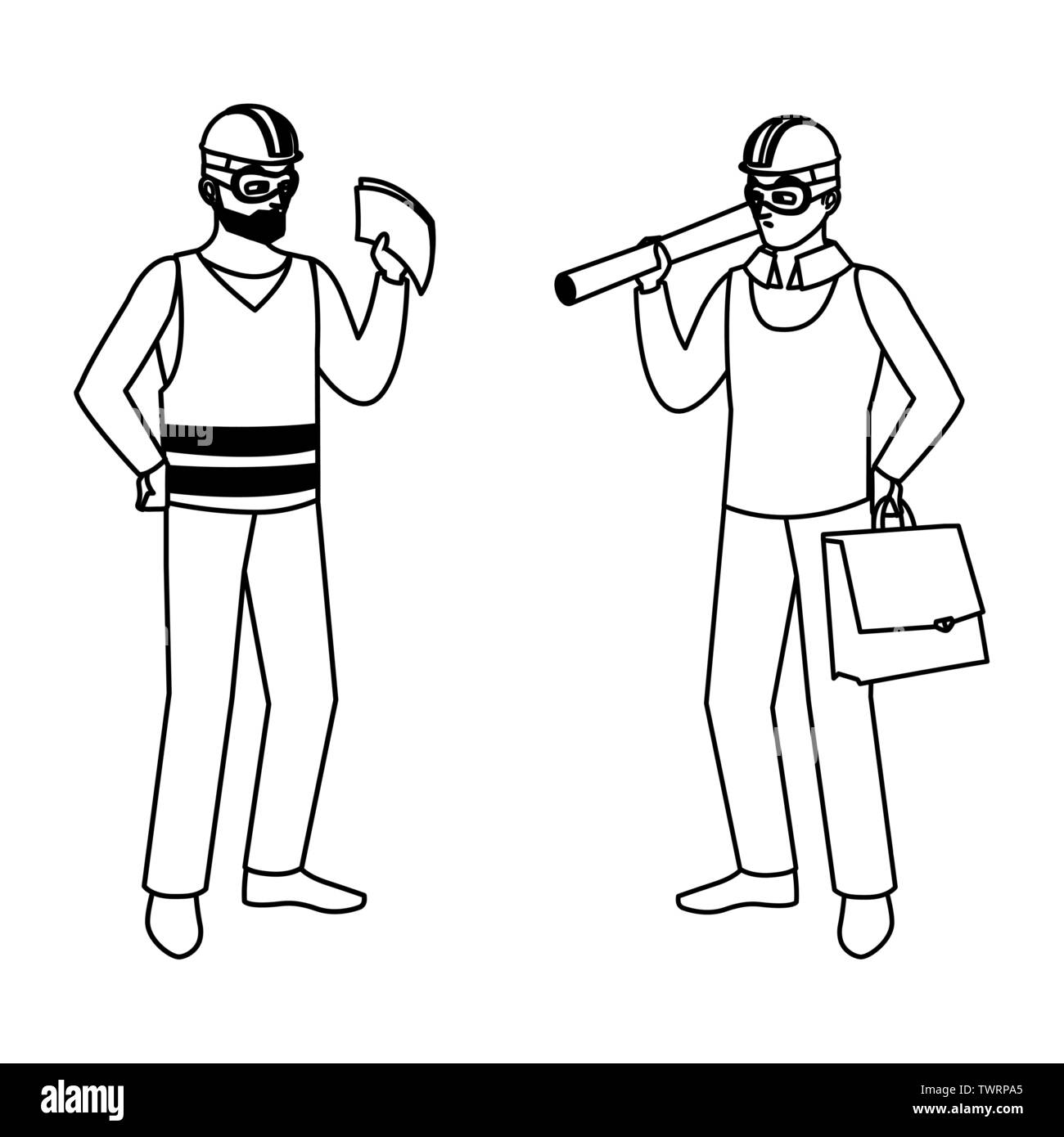 Construction industry boss worker Black and White Stock Photos & Images ...