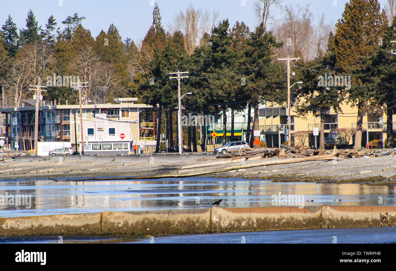 Old houses on water in Birch Bay, WA Stock Photo - Alamy