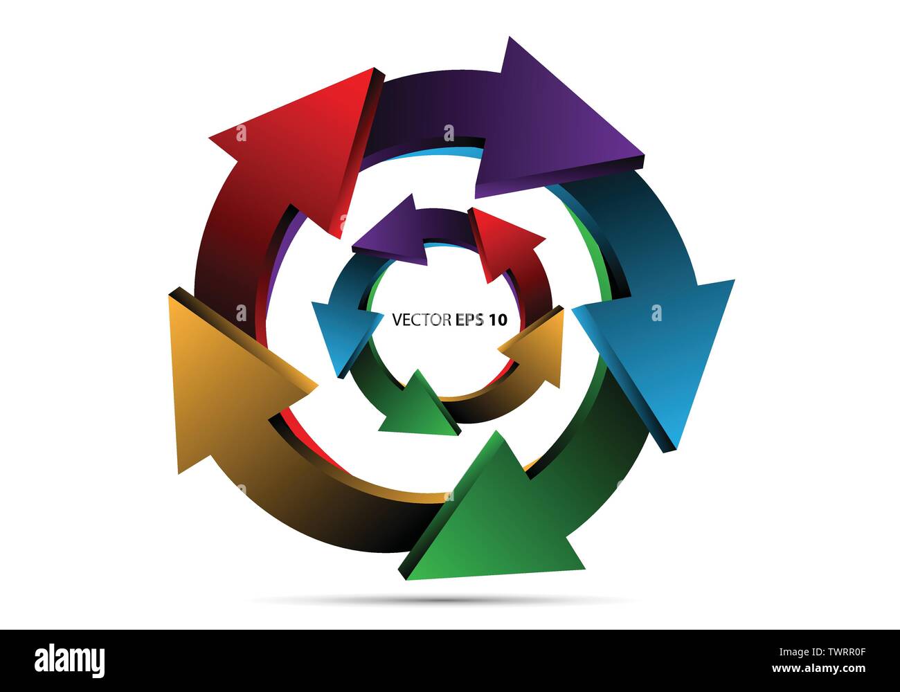 Abstract color arrow recycle on white background vector illustration ...