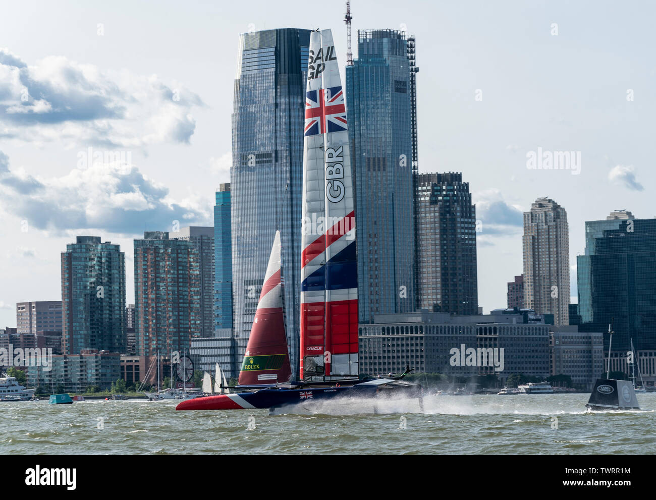 New York, NY - June 22, 2019: SailGP Team Great Britain sails their ...