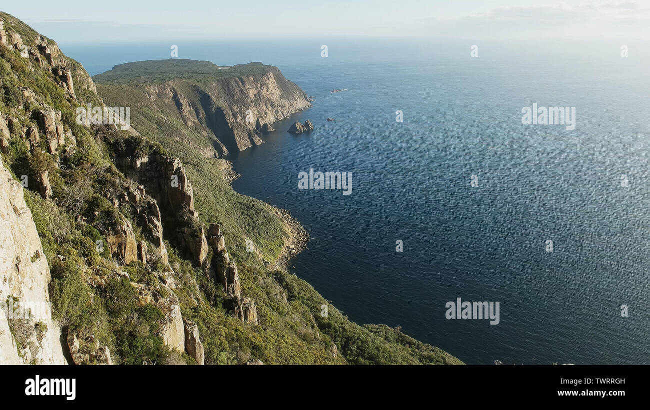 wide angle afternoon view of cape raoul in tasmania Stock Photo - Alamy