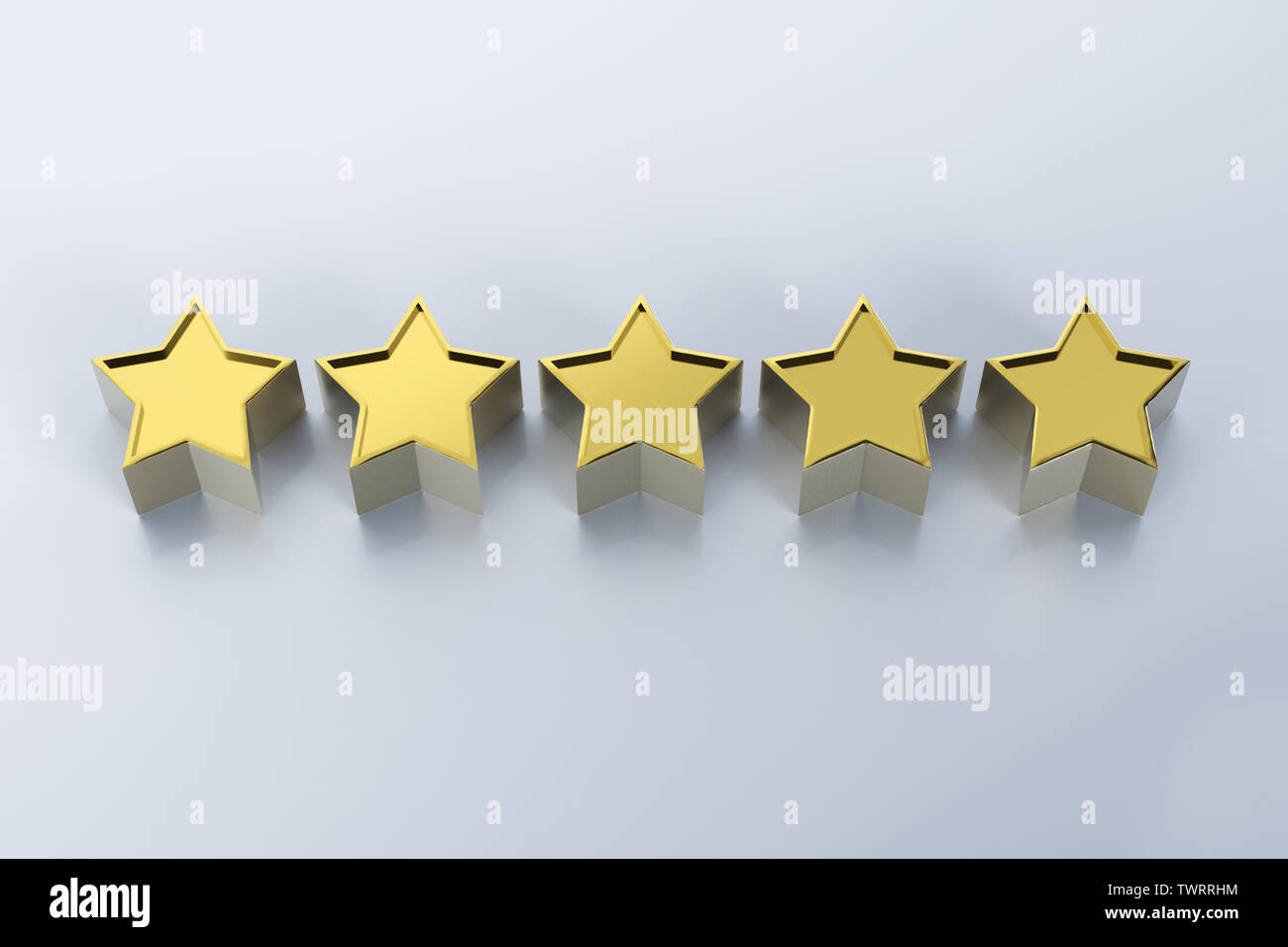 3d rendering golden five stars on grey background Stock Photo - Alamy